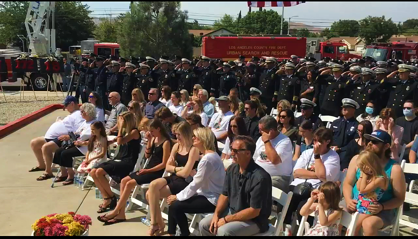 L.A. County Fire Department Holds Flag Ceremony For Firefighter Tory Carlon
