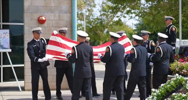 L.A. County Fire Department Holds Flag Ceremony For Firefighter Tory Carlon